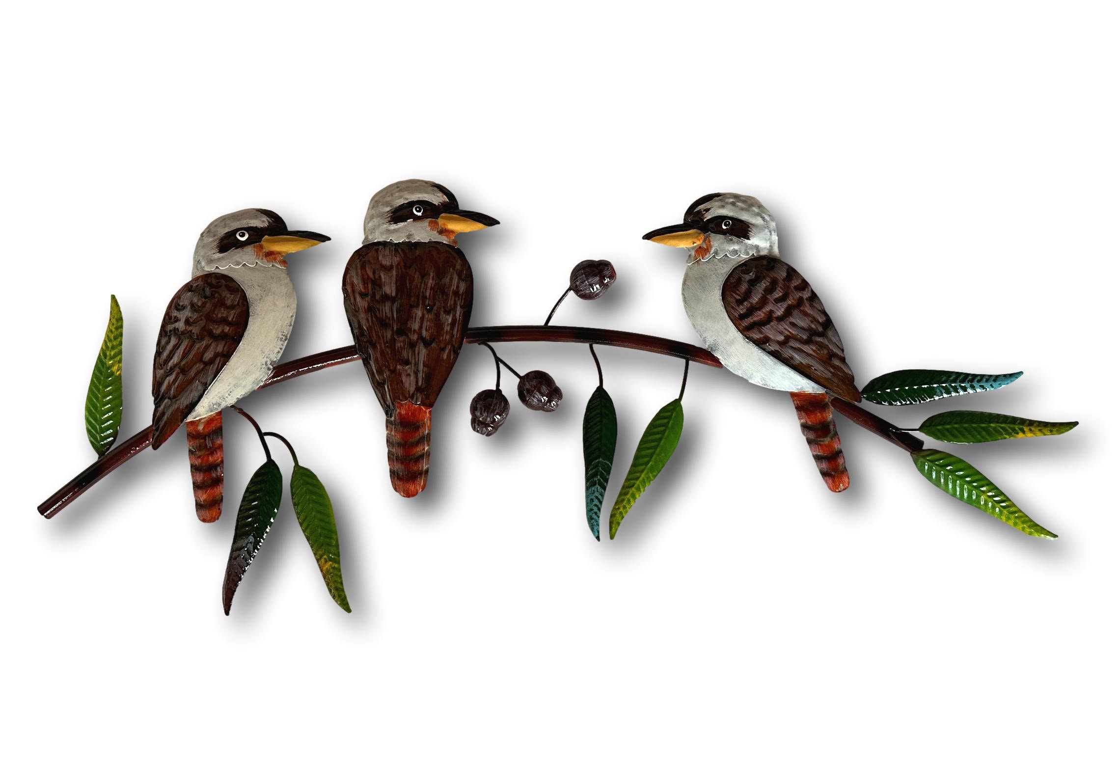 Three Kookaburra's on A Gumtree Branch Wall Art Handmade - Etsy Australia