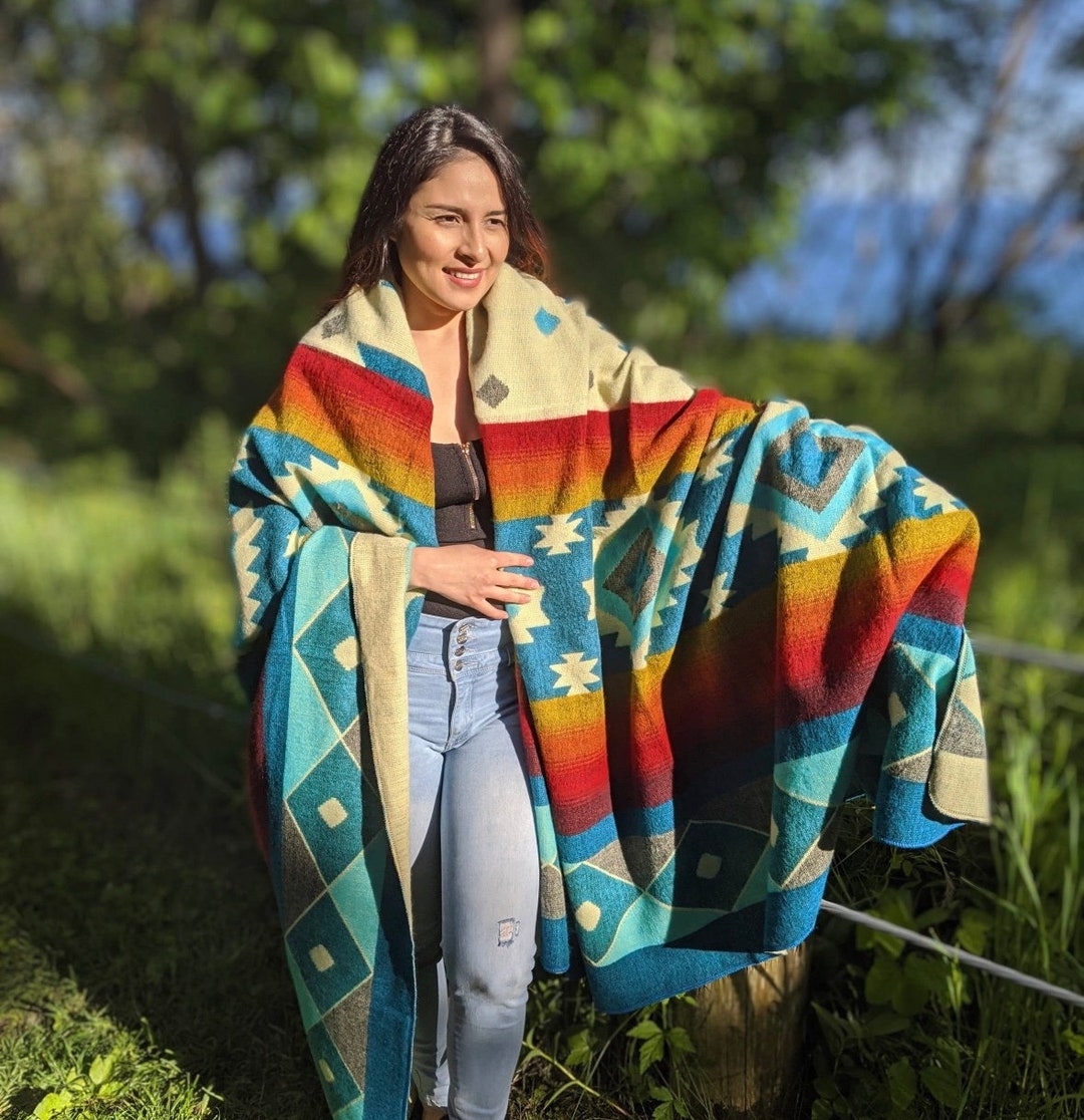 Native Americas Style Alpaca Blanket in Honey Handmade in the Andes of ...