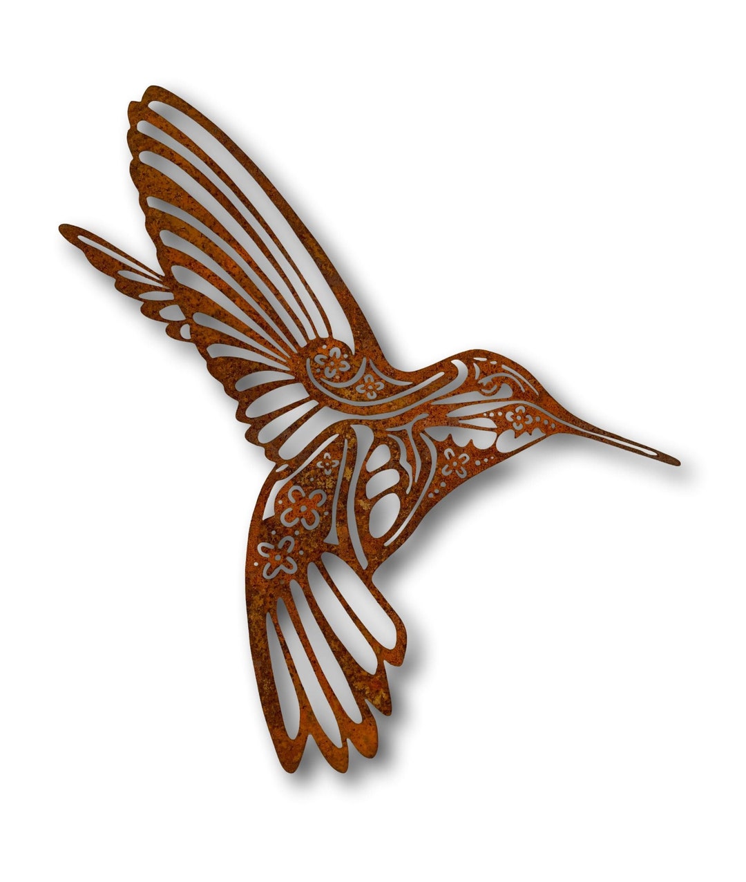 Rustic Flying Hummingbird Metal Wall Art Plaque - Outdoor House Home ...