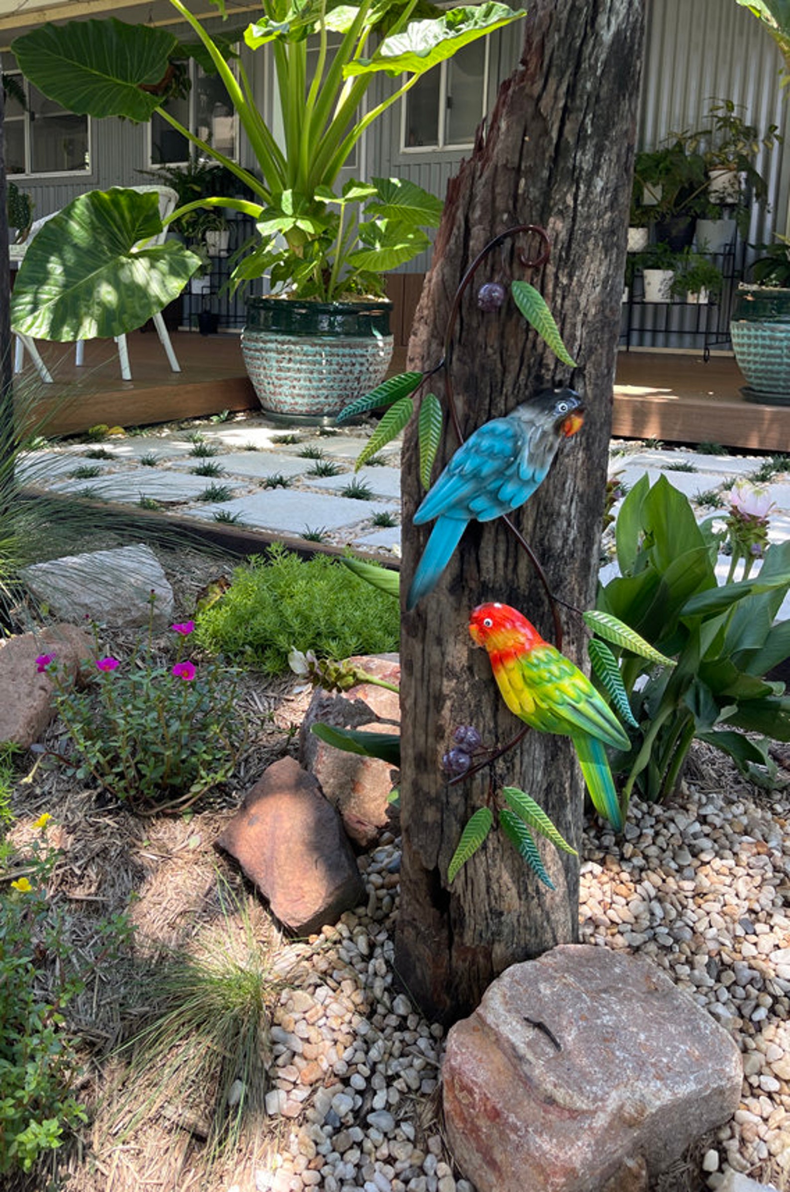 Two Colourful Native Parrots Wall Art - Handmade Australiana Metal Art ...