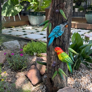 Two Colourful Native Parrots Wall Art - Handmade Australiana Metal Art ...