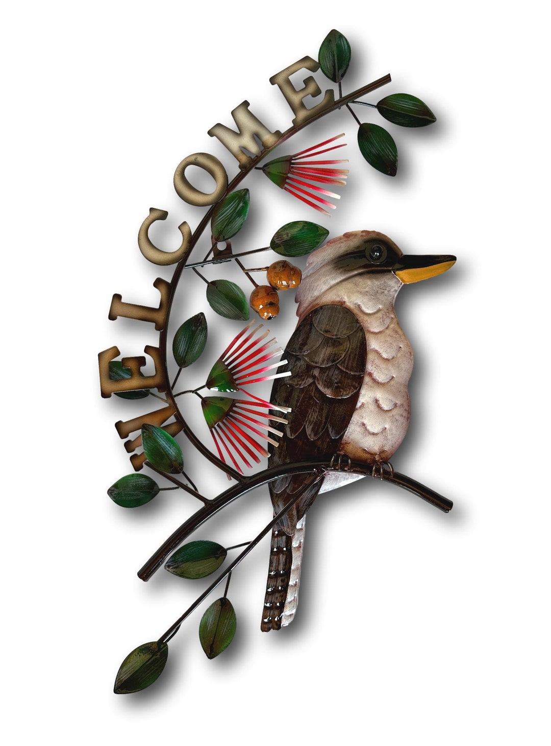 Kookaburra Welcome Sign Wall Art - Handmade Metal Art Home Garden ...