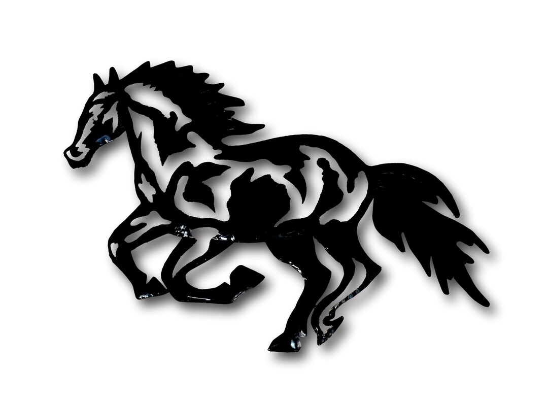 Wild Galloping Mustang Horse Wall Art - Handmade Bali Metal Art ...