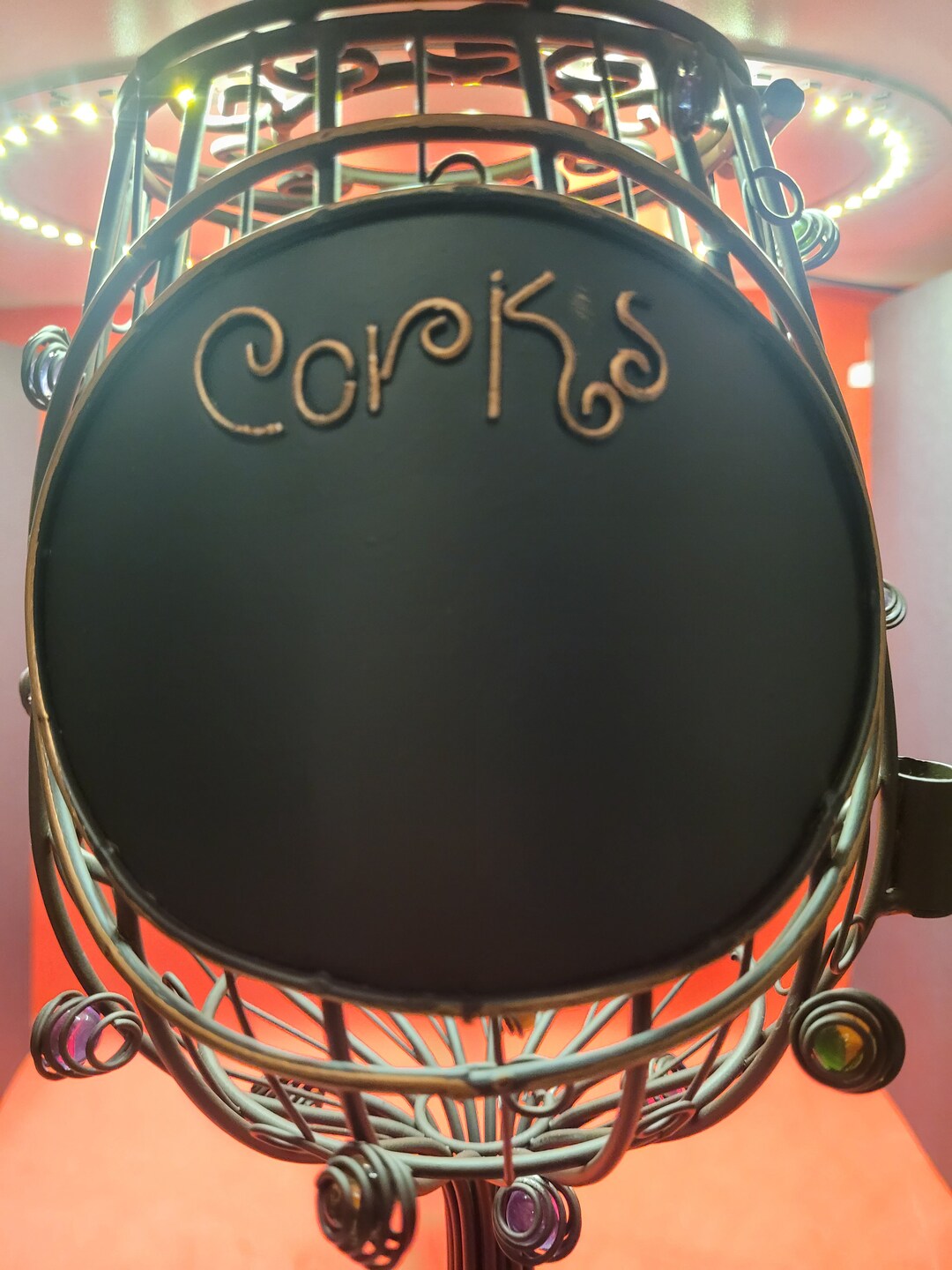 Wine Glass Shaped Cork Cage With Chalkboard Plate - Etsy