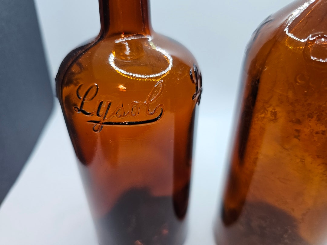 Vintage Brown Glass Lysol And Clorox Bottles Etsy