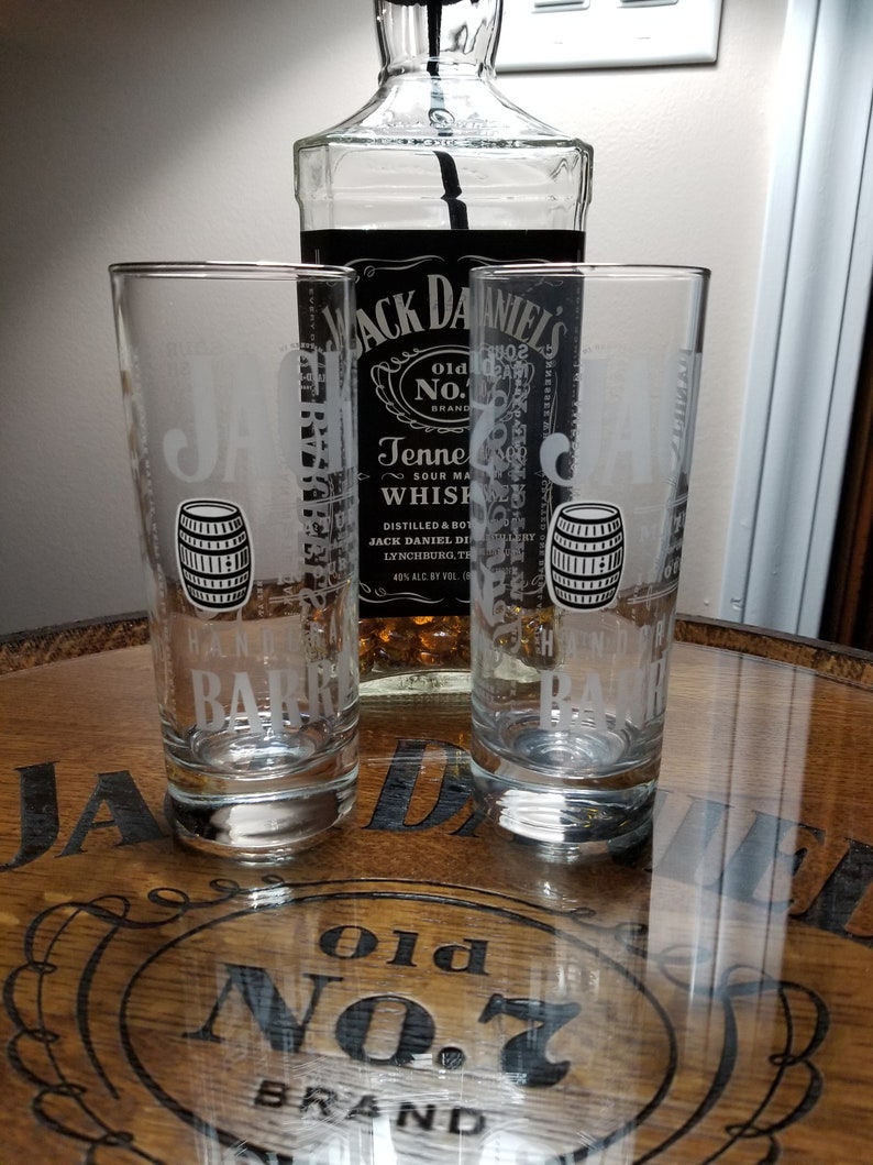 Set of 2 Jack Daniels Barrel High Ball Glasses Glass. - Etsy
