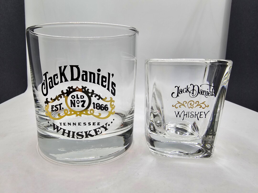 Vintage Jack Daniels Glass and Shot Glass Set - Etsy