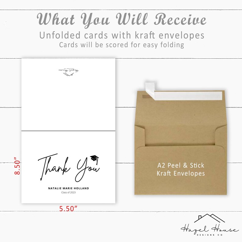 Printed Thank You Cards, Grad Thank You Cards, Personalized Thank You ...