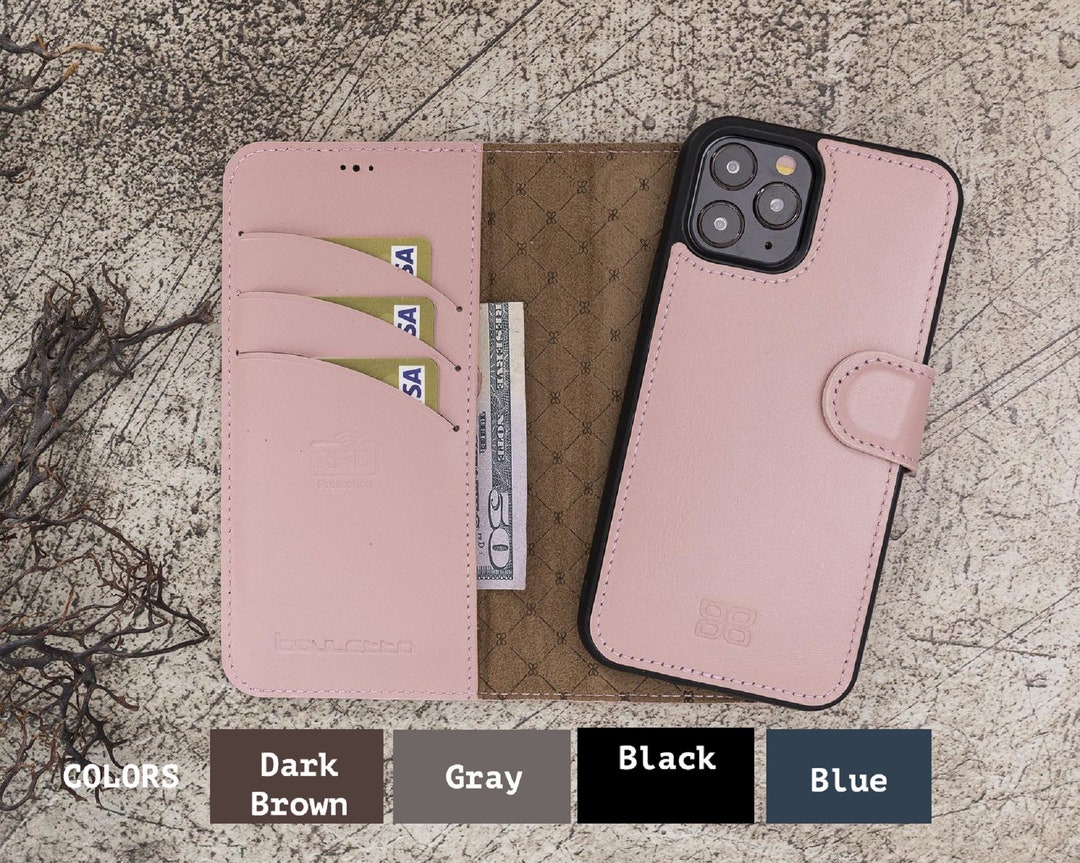 Leather Apple iPhone 12 Series Magnetic Detachable RFID Protection ...