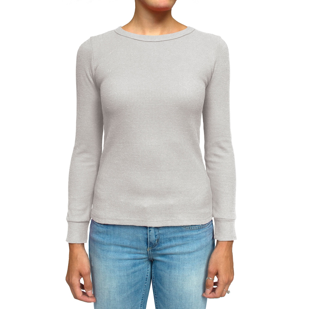 Solid Light Grey Crew Neck Pullover Long Sleeve Comfortable Casual ...