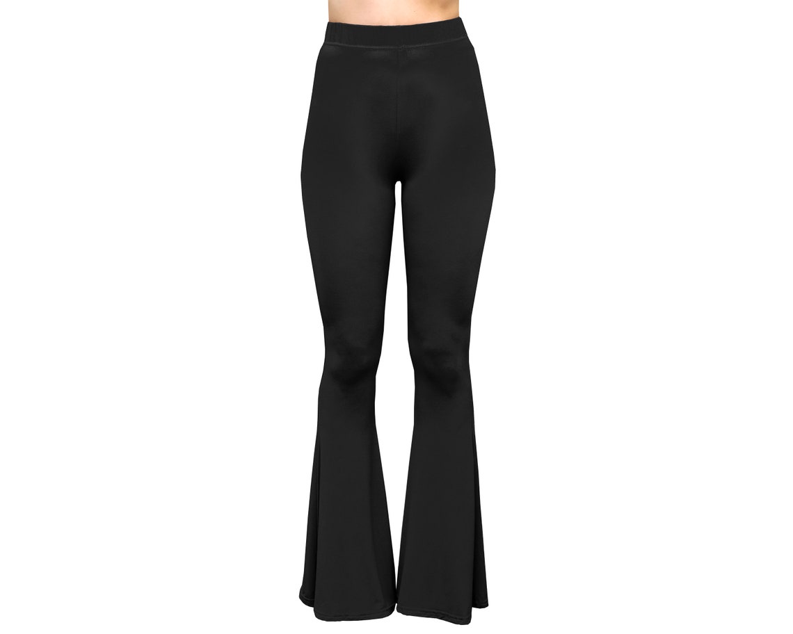 Bell Bottom Flare High Waisted Classic Boho Gypsy Comfy Stretch Knit ...
