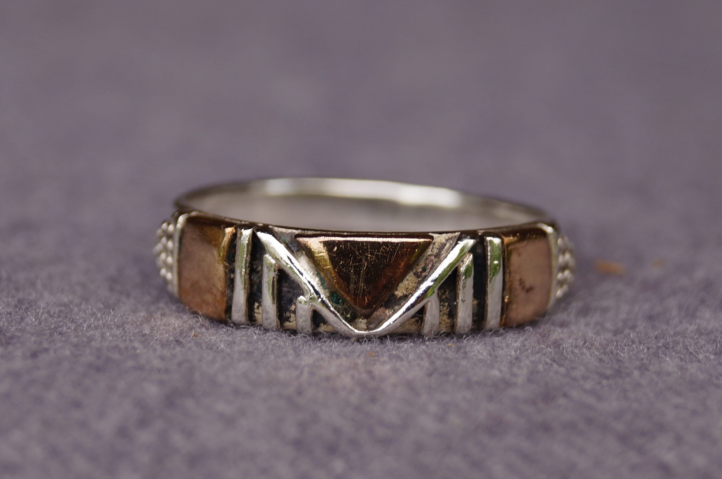 Vintage Ring, Silber 925/- gestempelt, Ringweite 51,5, Ethno-Muster ...