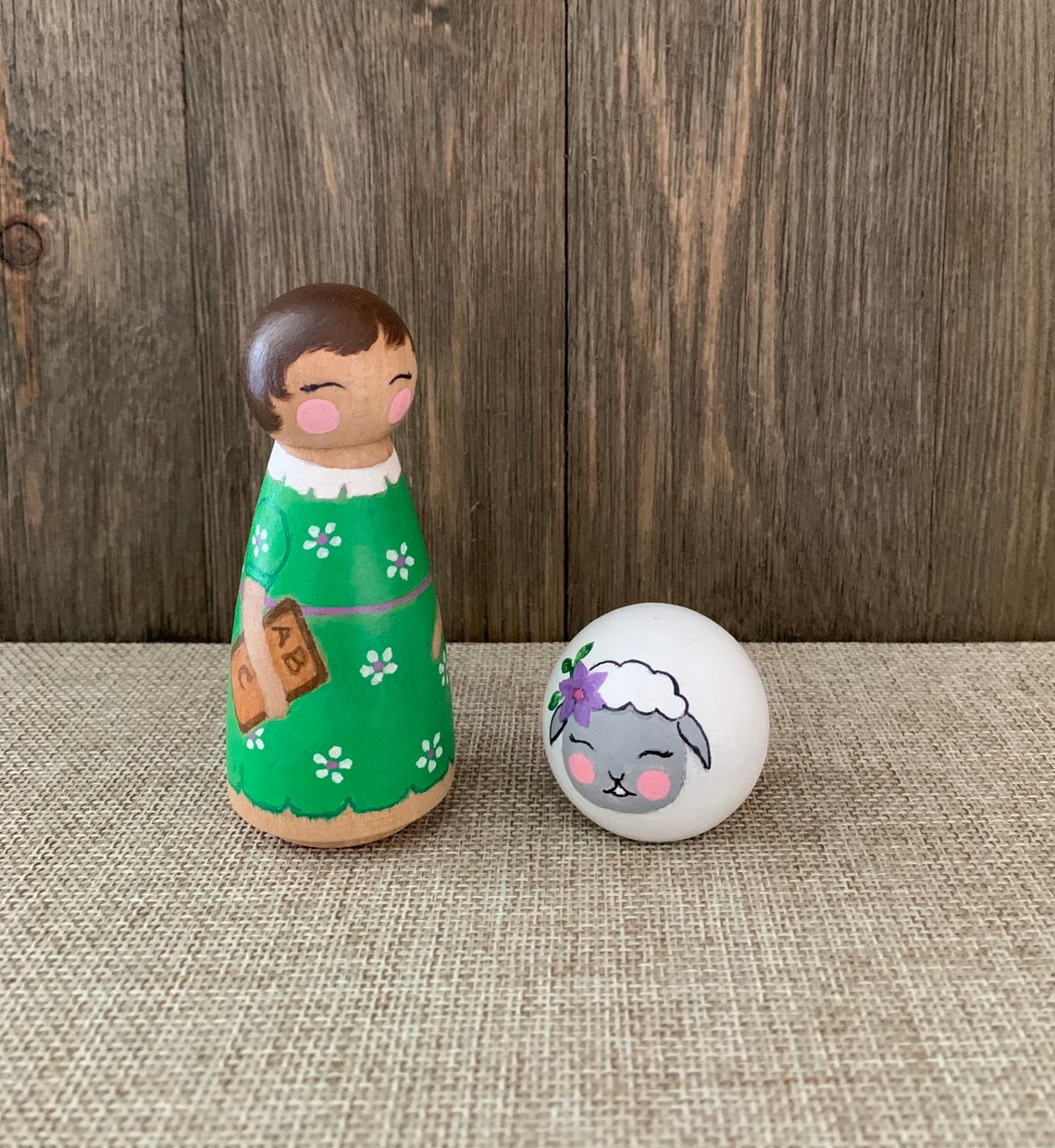 Mary Had a Little Lamb // Peg Dolls Play Set // Limited Edition - Etsy
