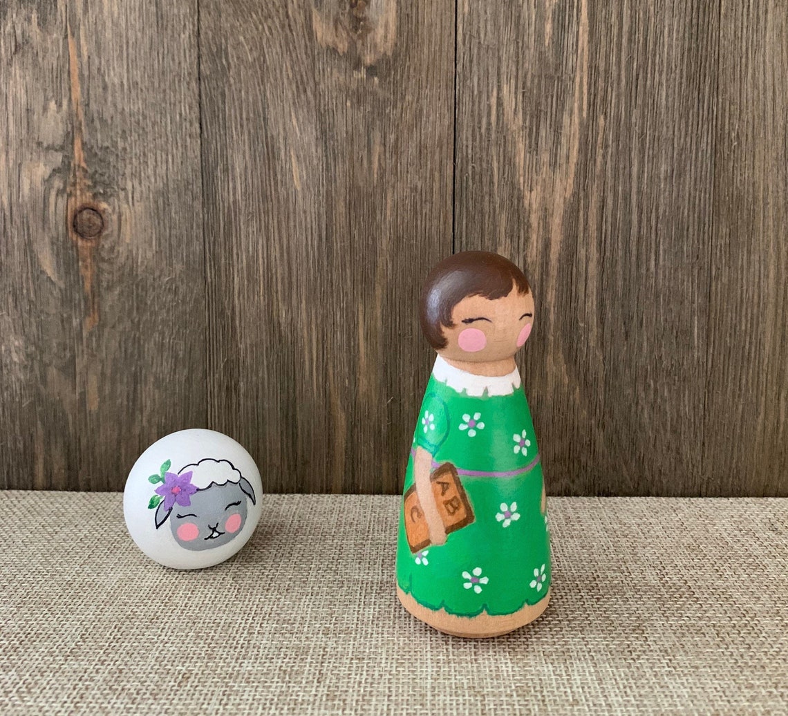 Mary Had a Little Lamb // Peg Dolls Play Set // Limited Edition - Etsy