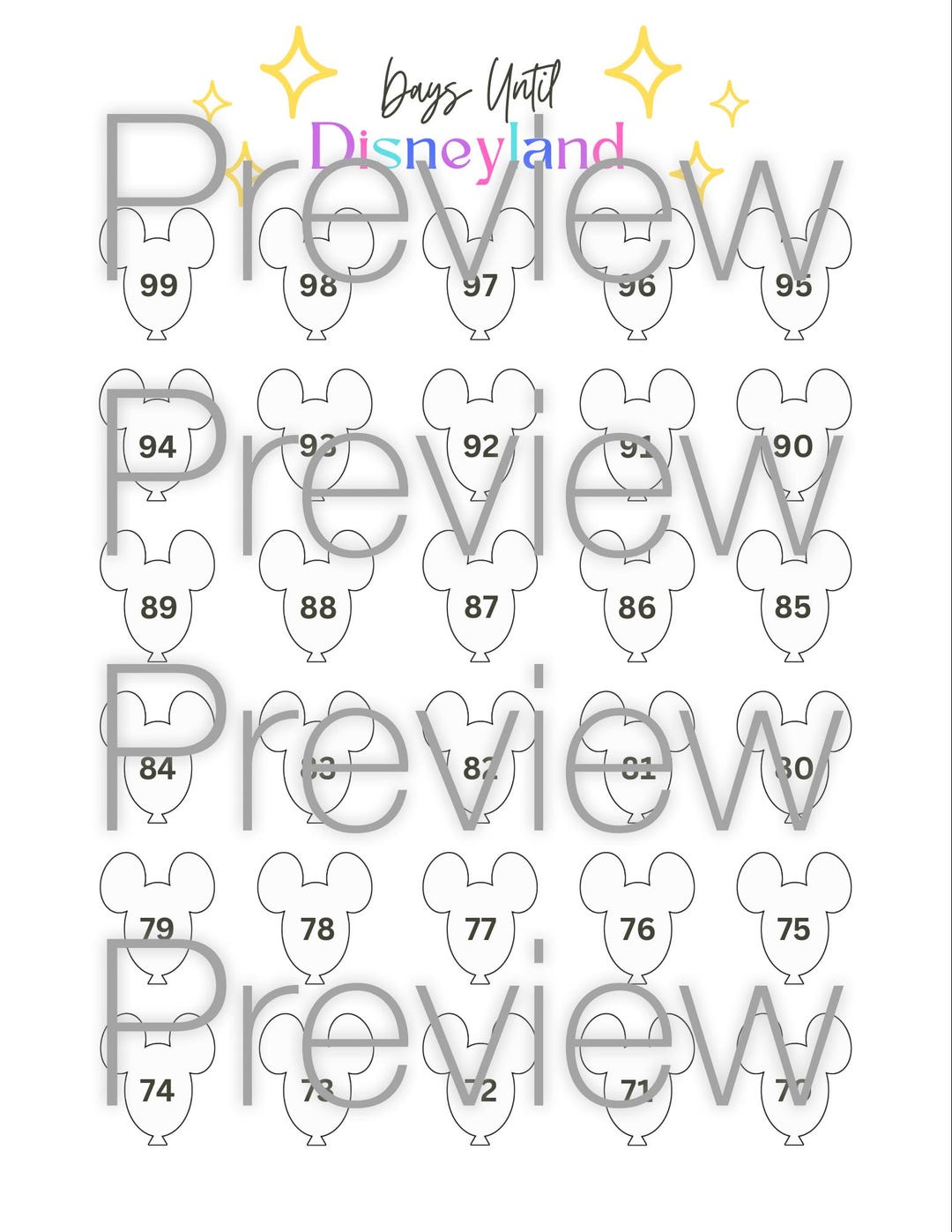 Disneyland Countdown Coloring Pages (digital Download): Disney Family ...