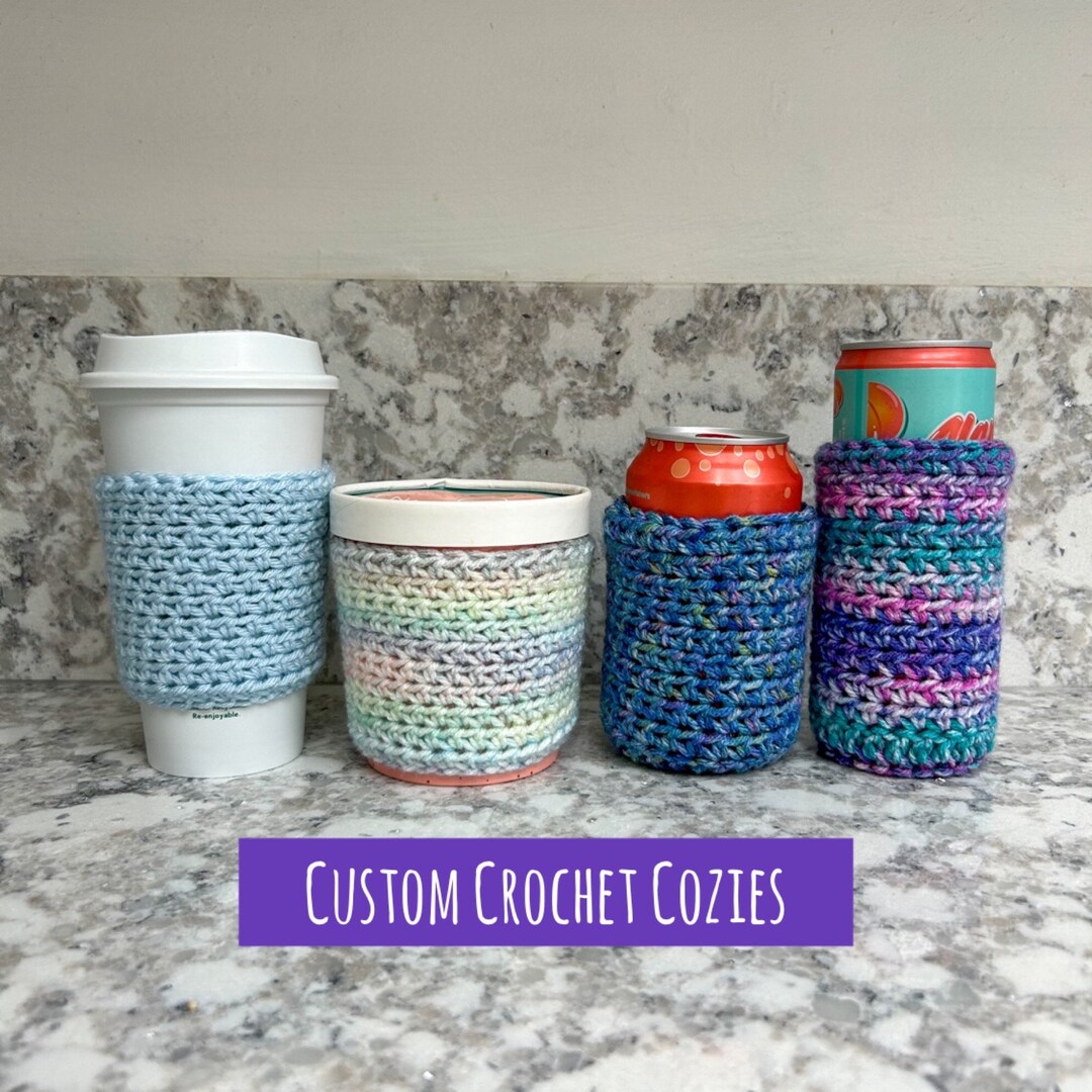 Custom Crochet Cozy: Acrylic Yarn Cup, Can, and Pint Cozies - Etsy
