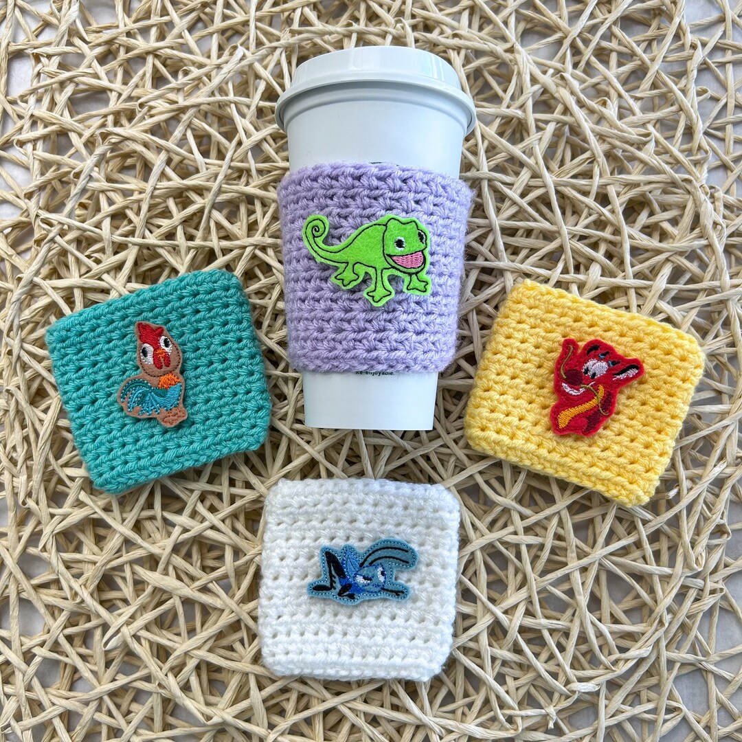 Disney Inspired Sidekick Cozies Tangled Moana Mulan Crochet Iced Coffee ...