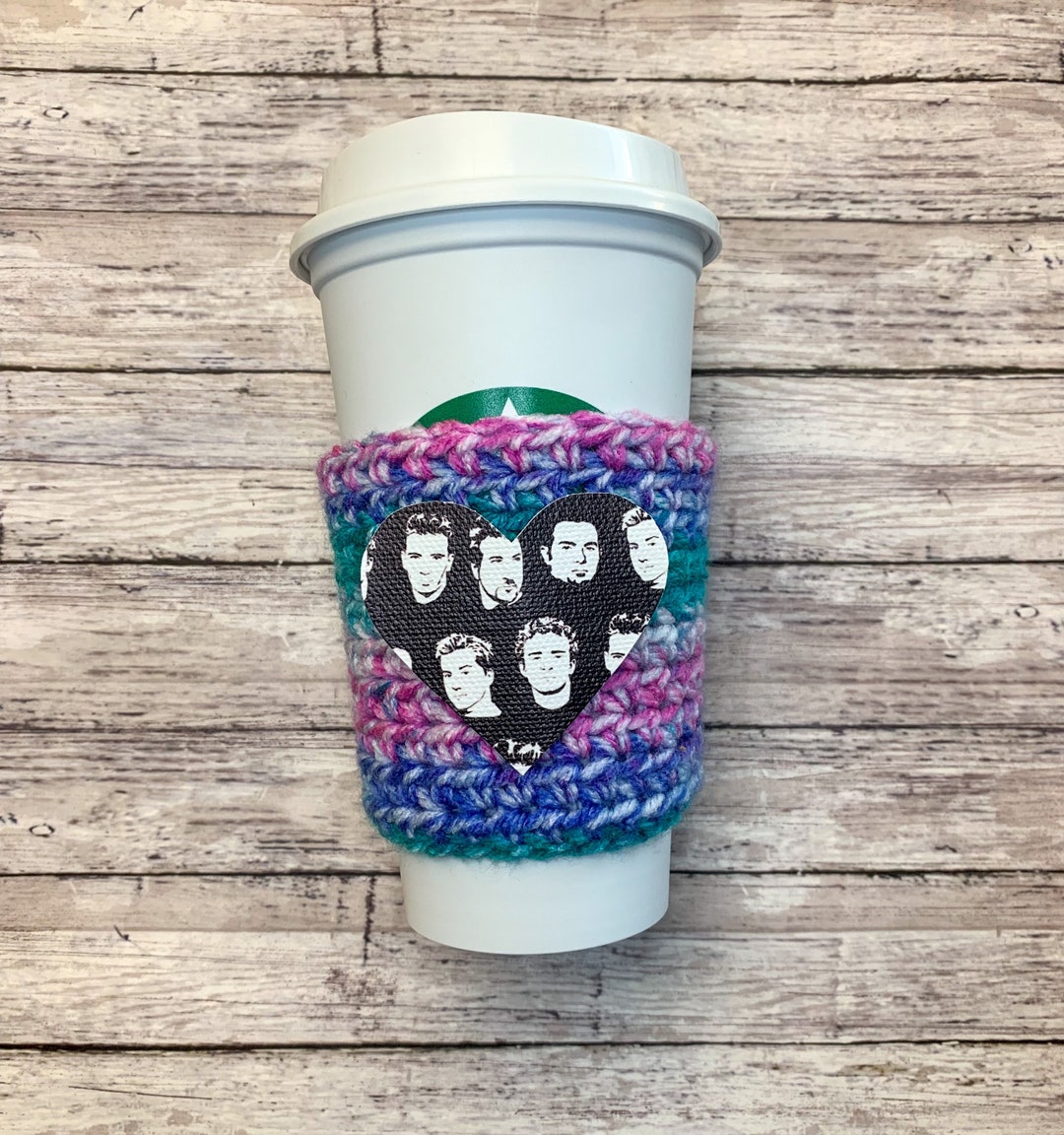 Nsync Inspired Cozy Faux Leather Coffee Cup Cozy Crochet Drink Sleeve ...