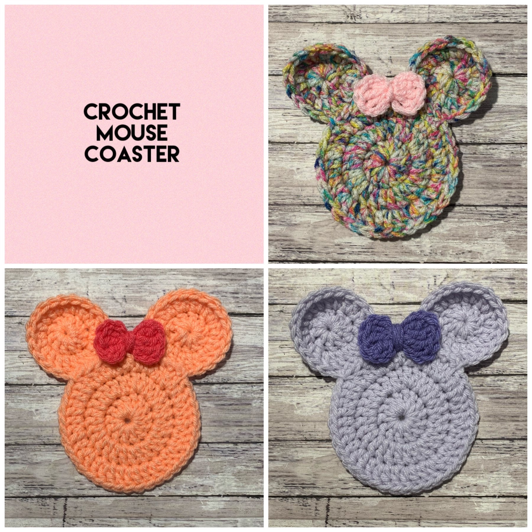 Custom Crochet Mouse Coaster Create Your Own Coaster Disney | Etsy
