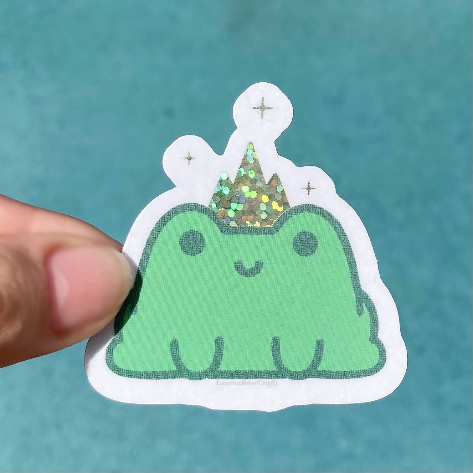 Cute Regal Frog Sticker Glitter Vinyl Waterproof Fade - Etsy