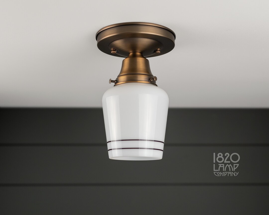 Tea Ceiling Light Fixture [semi-flush Mount] Antique Brass - Etsy