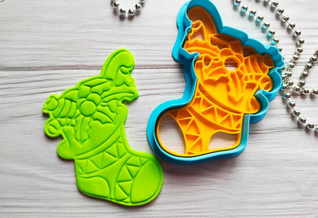 Christmas Stocking Cookie Cutter Stamp/ Sock Cookie Cutter With Stamp ...