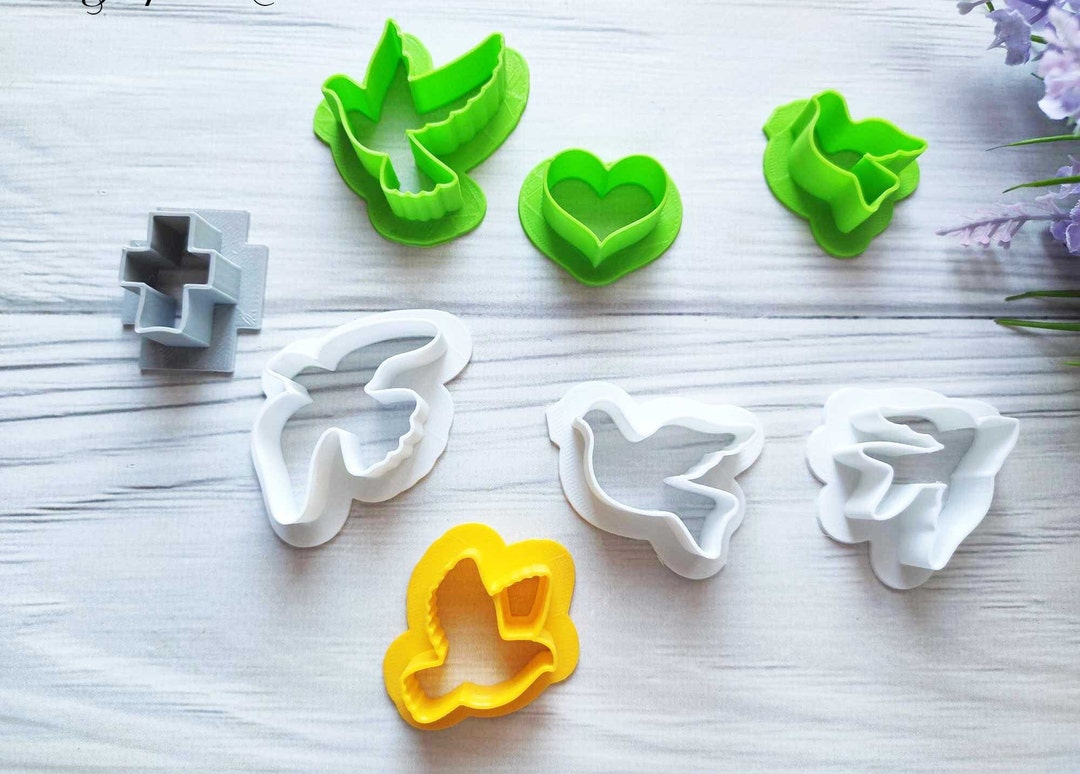 Peace Pigeon Clay Cutters / Dove Cutters Set Cute Small 6 Bird, Cross, Heart Cookie Cutter ...