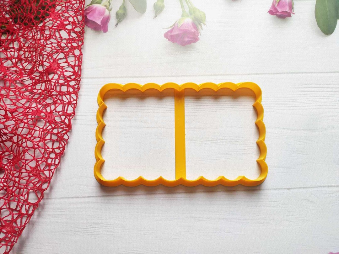 Scalloped Rectangular Frame Cookie Cutter/ Vintage Plaque Frame Cookie ...