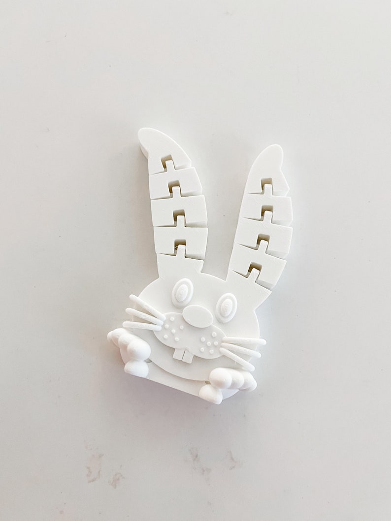 White Bunny Fidget Toy, 3D Printed, Anxiety Pet, Sensory Toy, Animal ...