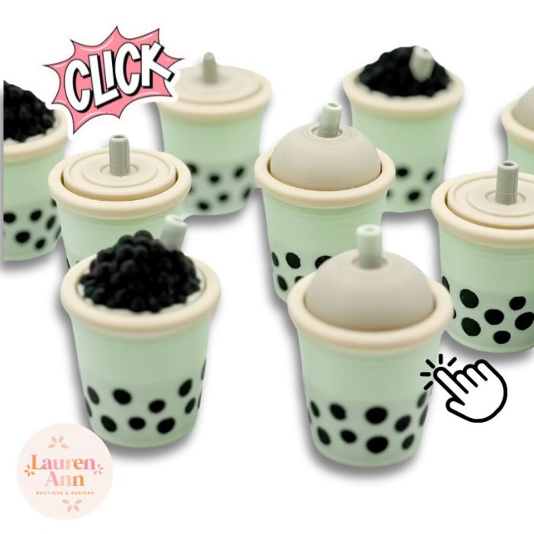 Large Matcha Mint Boba Drink Keyboard Clicker | Realistic 3D Printed ...