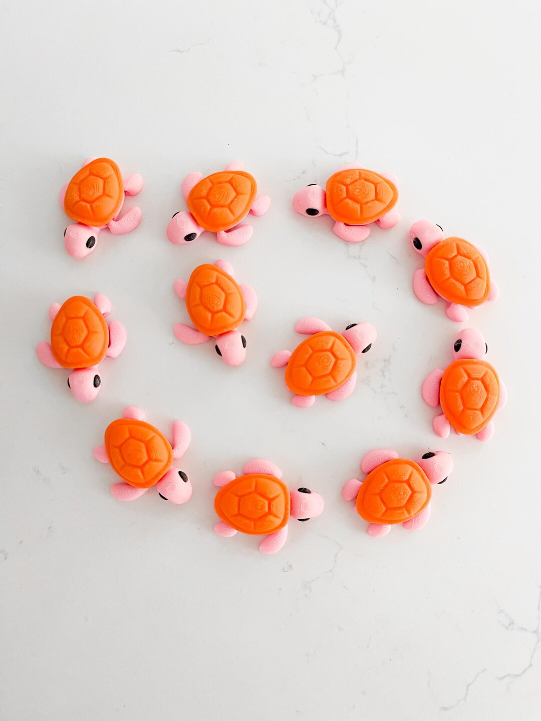 Articulated 3D Printed Orange and Pink Turtle Fidgets Fun and Relaxing ...
