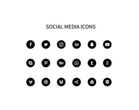 Social Media Icons. Black Social Media Icons Set /facebook / - Etsy