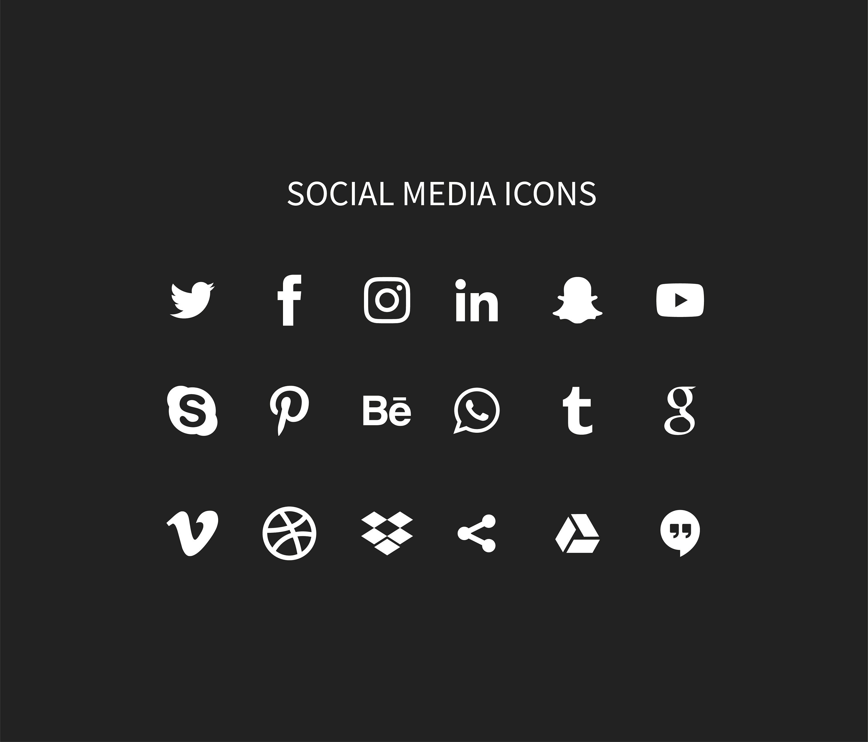 Social Media Icons White Social Media Icons Set Instant Etsy