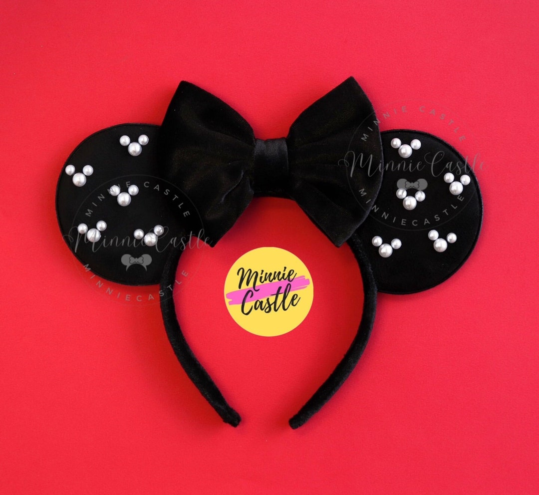 Mickey Pearl Ears, Mickey Pearls Black Ears, Minnie Ears, White Pearl ...