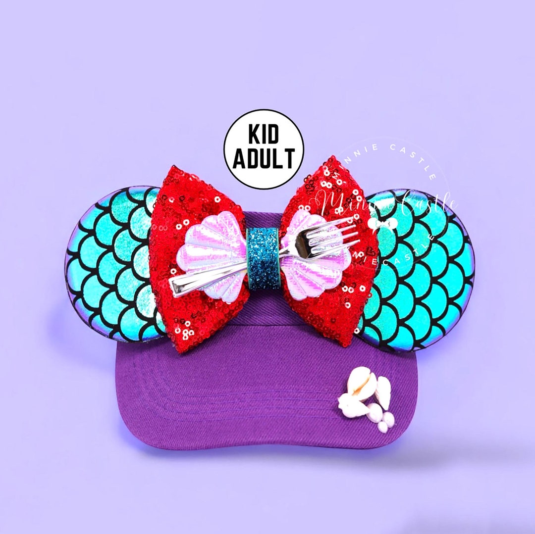 Mermaid Mickey Visor, Mickey Ears Hat, Princess Minnie Ears Hat, Sun ...