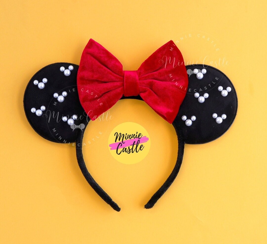 Black and Red Minnie Ears, Mickey Pearls Ears, Pearls Minnie Ears ...