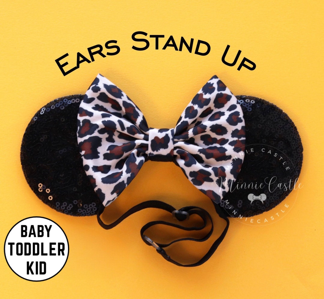 Cheetah Mickey Ears With Elastic Headband, Mickey Ears, Minnie Ears ...