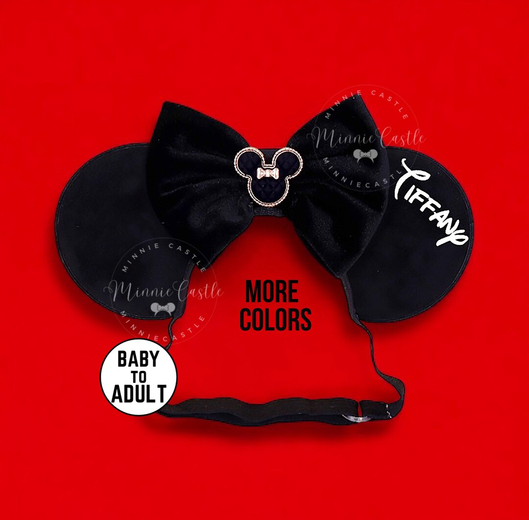 Mickey Ears Personalized Black Elastic Headband, Custom Mouse Ears for ...