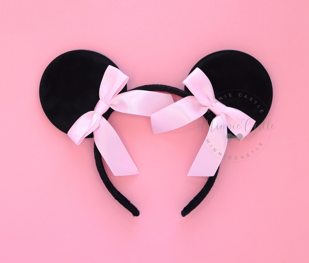 Mickey Ears, Satin Bow Mickey Ears, Pink Coquette Ribbon Bow Mouse Ears ...