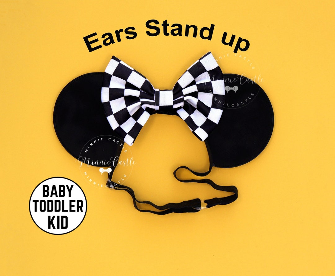 Mickey Ears, Black White Checkered Mickey Ears, Baby Toddlers Minnie ...