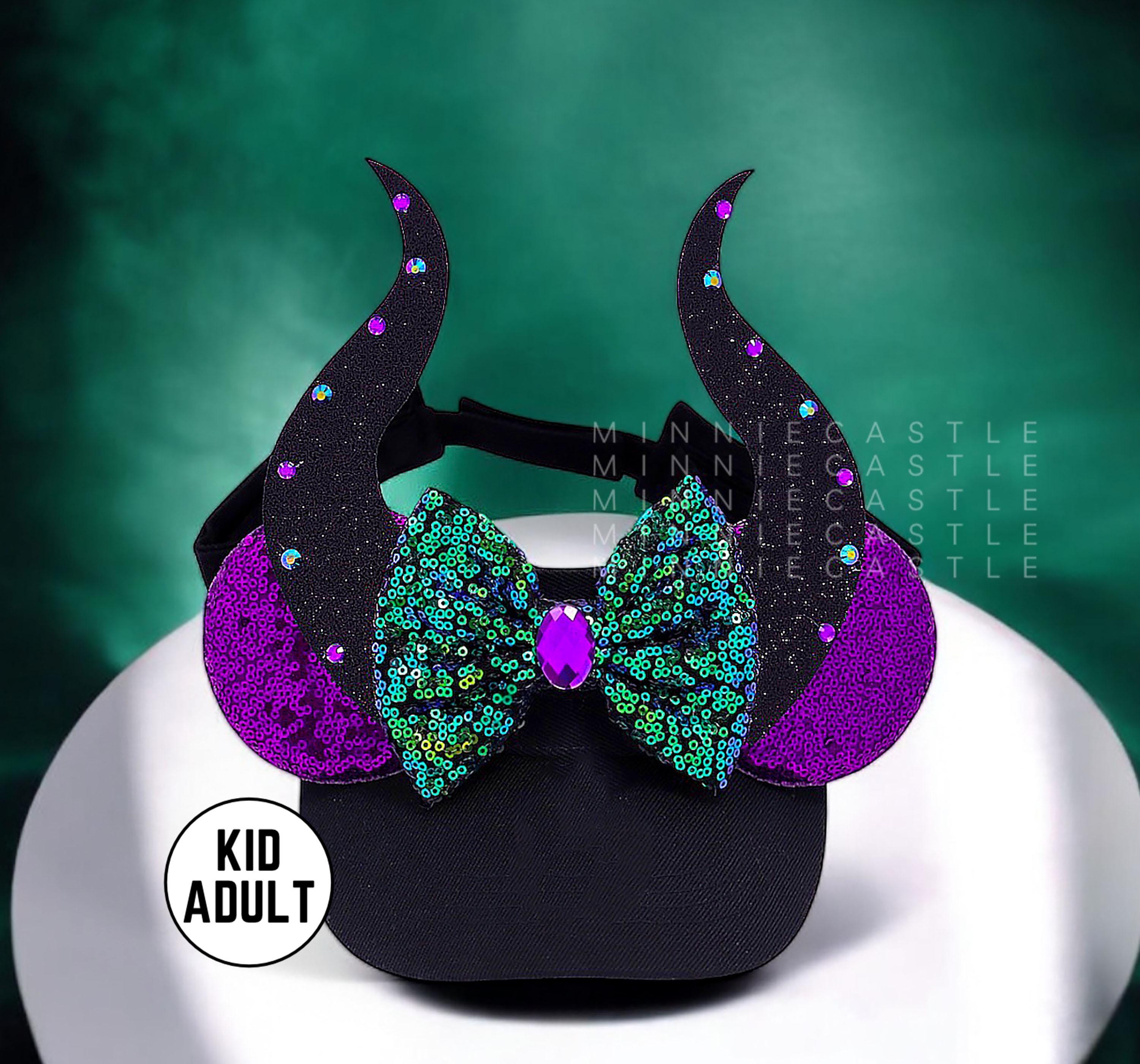 Malficent Visor, Mickey Ears, Minnie Ears Visor, Halloween Mistress of ...