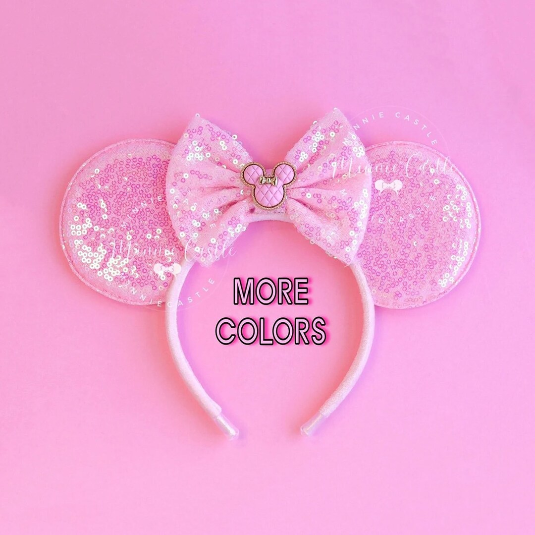 Mouse Ears Pink Sequin Headband With Charm Mickey Minnie Birthday ...