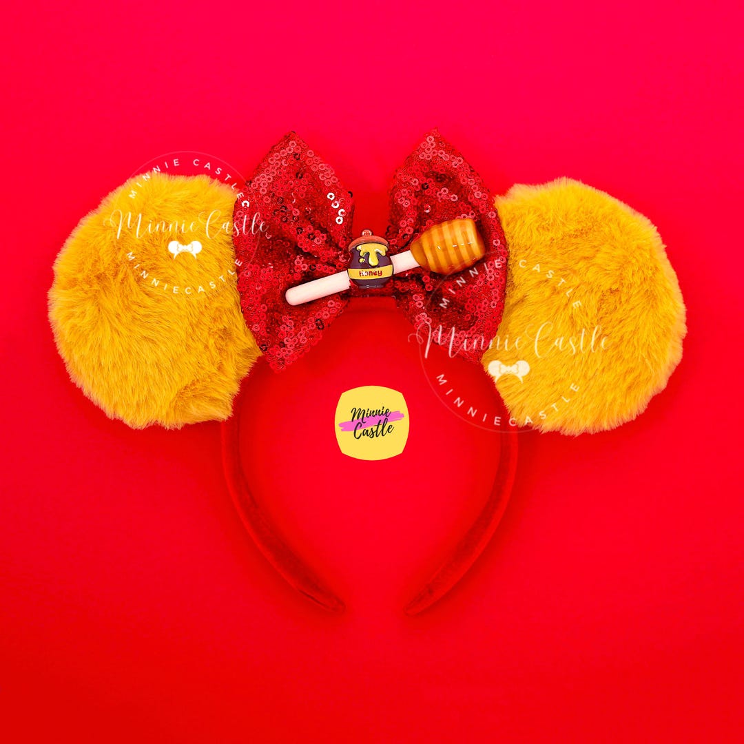 Fuzzy Pooh Mouse Ears, Mickey Ears, Fur Minnie Ears Wit Honey Dip Kids ...
