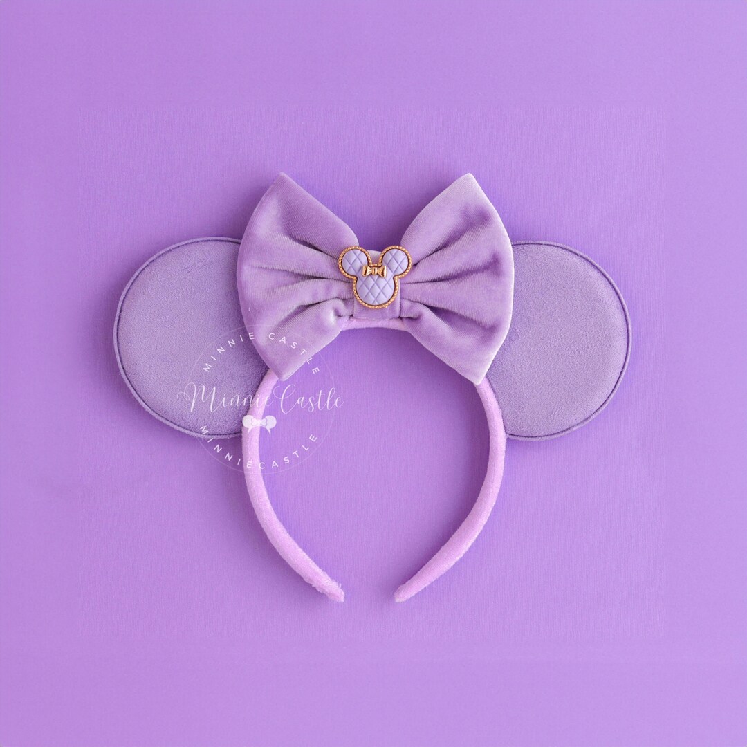 Lavender Mouse Ears, Mickey Ears Head Band, Lilac Velvet Bow With ...