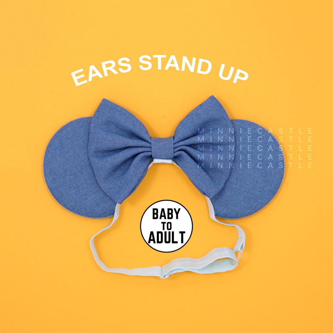 Denim Mickey Ears, Blue Jean Mouse Ears, Minnie Ears Elastic Headband ...