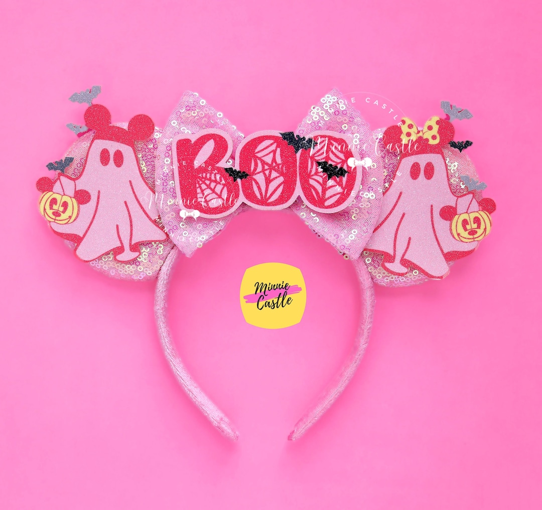 Pink Ghost Mouse Ears, Halloween Mickey Ears, Boo Minnie Ears ...