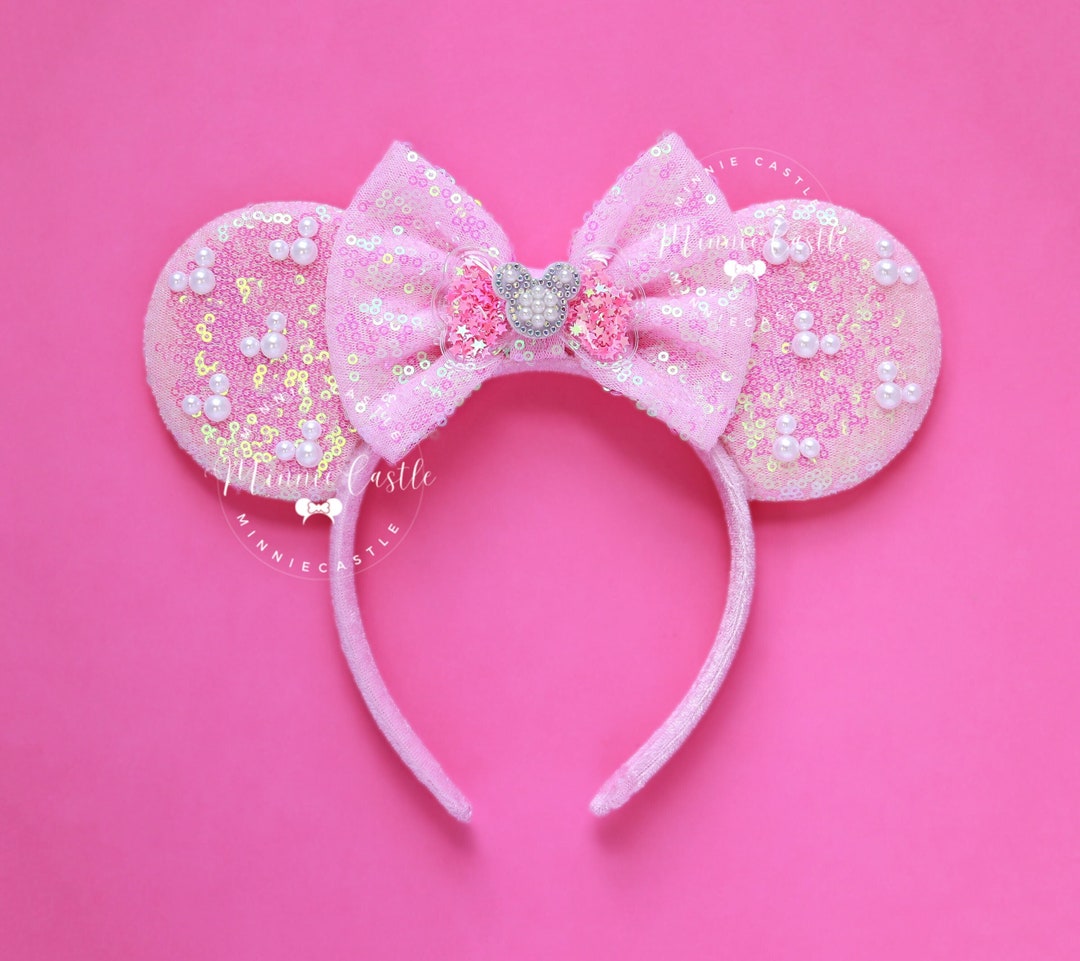 Pink Mouse Ears With Mickey Pearls, Minnie Ears, Birthday Ears for Kids ...