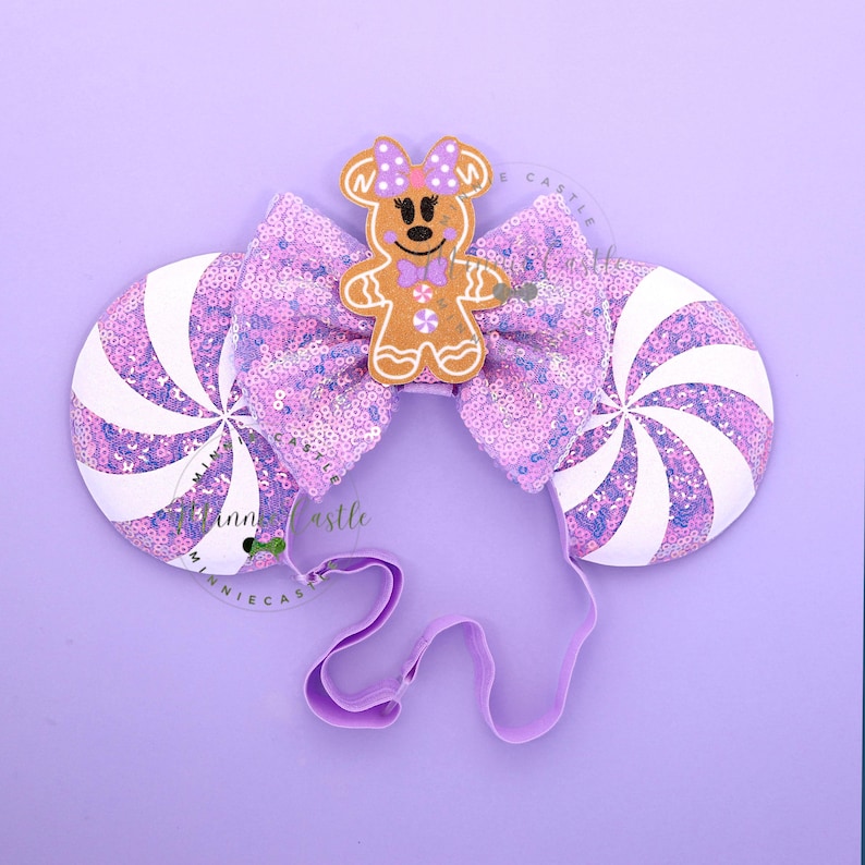 Christmas Gingerbread Ears, Mickey Ears, Christmas Mickey Ears Elastic ...