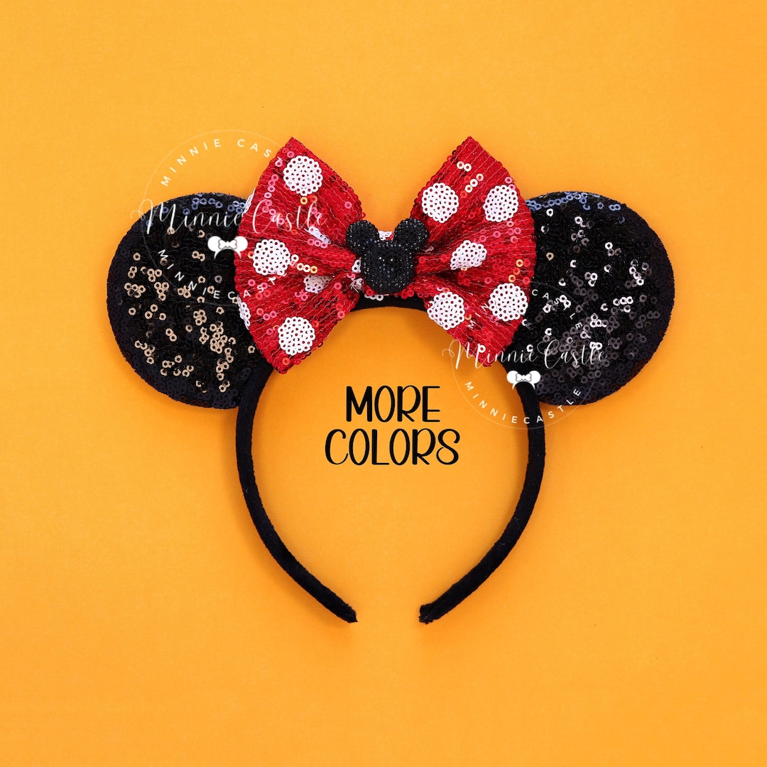 Mouse Ears Red White Polka Dot Headband Mickey Minnie Birthday Ears ...