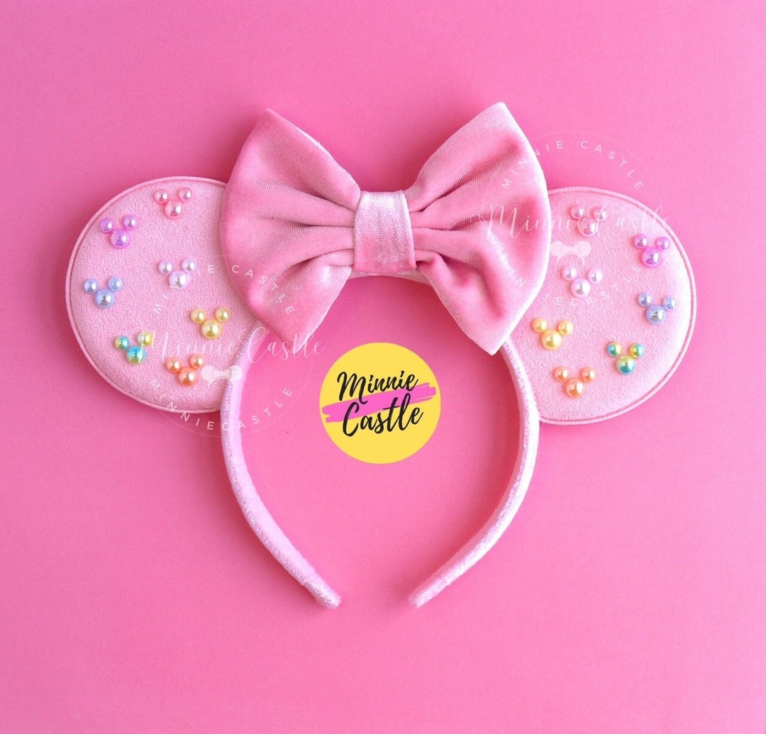 Mickey Pearls Ears, Mickey Ears, Minnie Ears, Pink Mouse Ears, Velvet ...